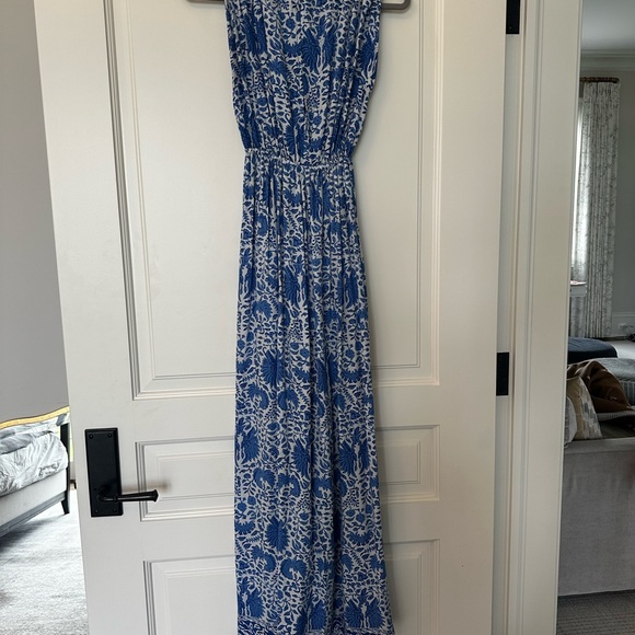 Natalie Martin | Dresses | Natalie Martin Blue And White Halter Maxi ...